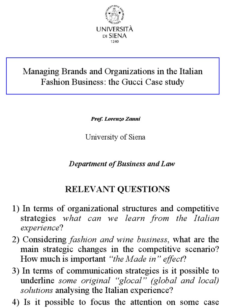 Case 1 Gucci Organization and Strategy 2017 | PDF | Entrepreneurship | Yarn