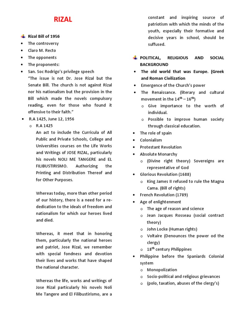 RIZAL Notes | PDF
