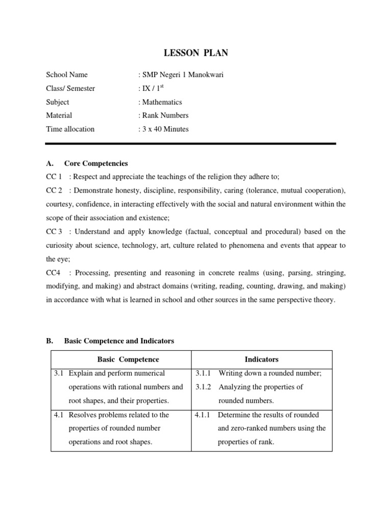Lesson Plan: A. Core Competencies | PDF | Educational Assessment | Planets