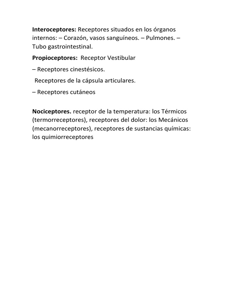 Interoceptores | PDF | Fisiología | Medicina CLINICA