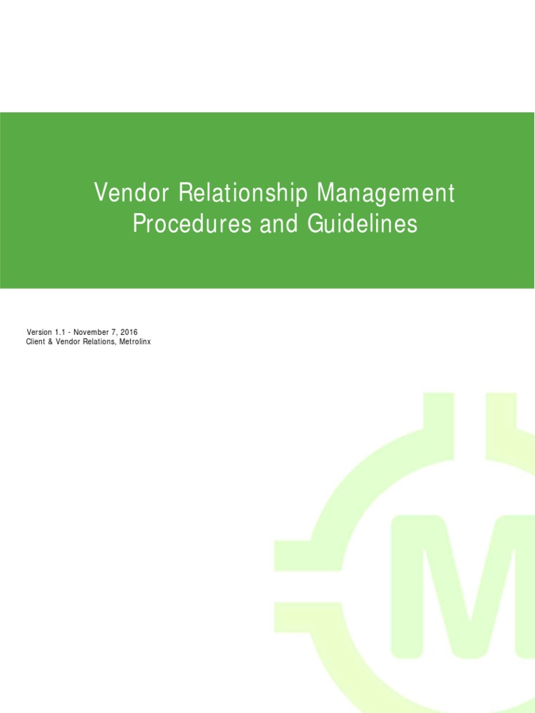 Vendor Relationship Management Procedures and Guidelines | PDF ...