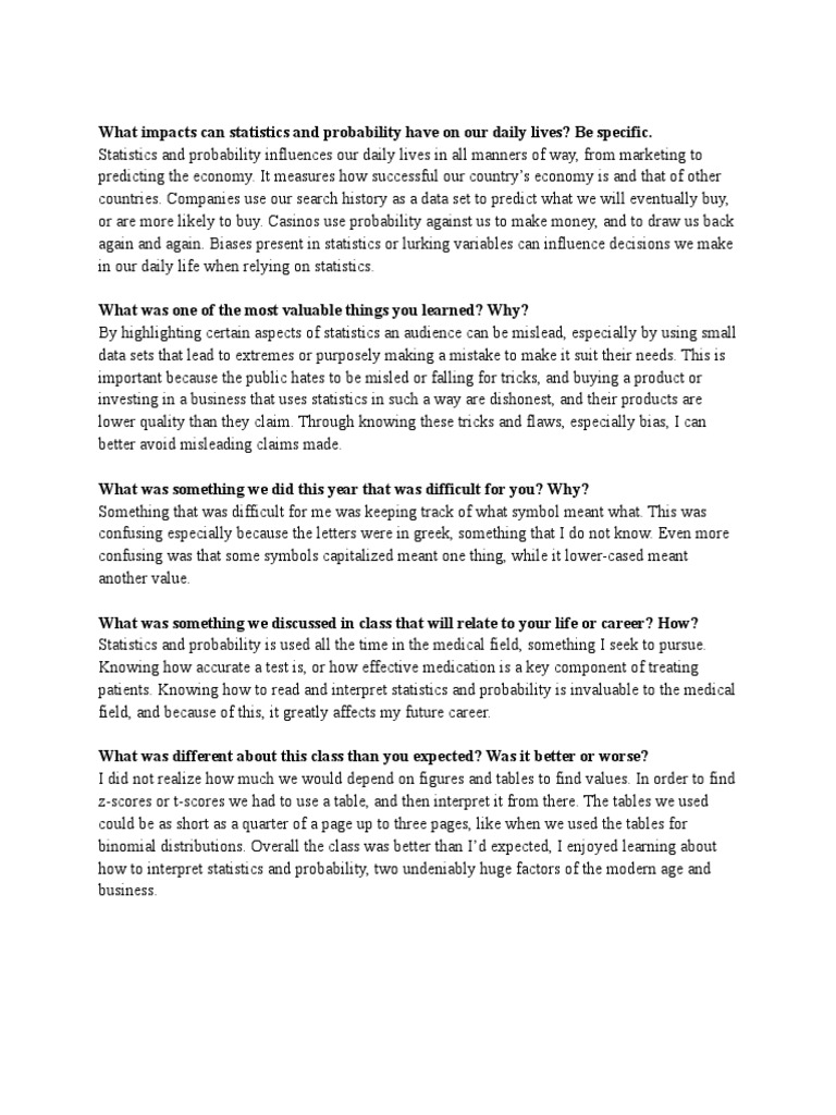 Statistics and Probability Reflection Paper | PDF | Standard Score | Bias