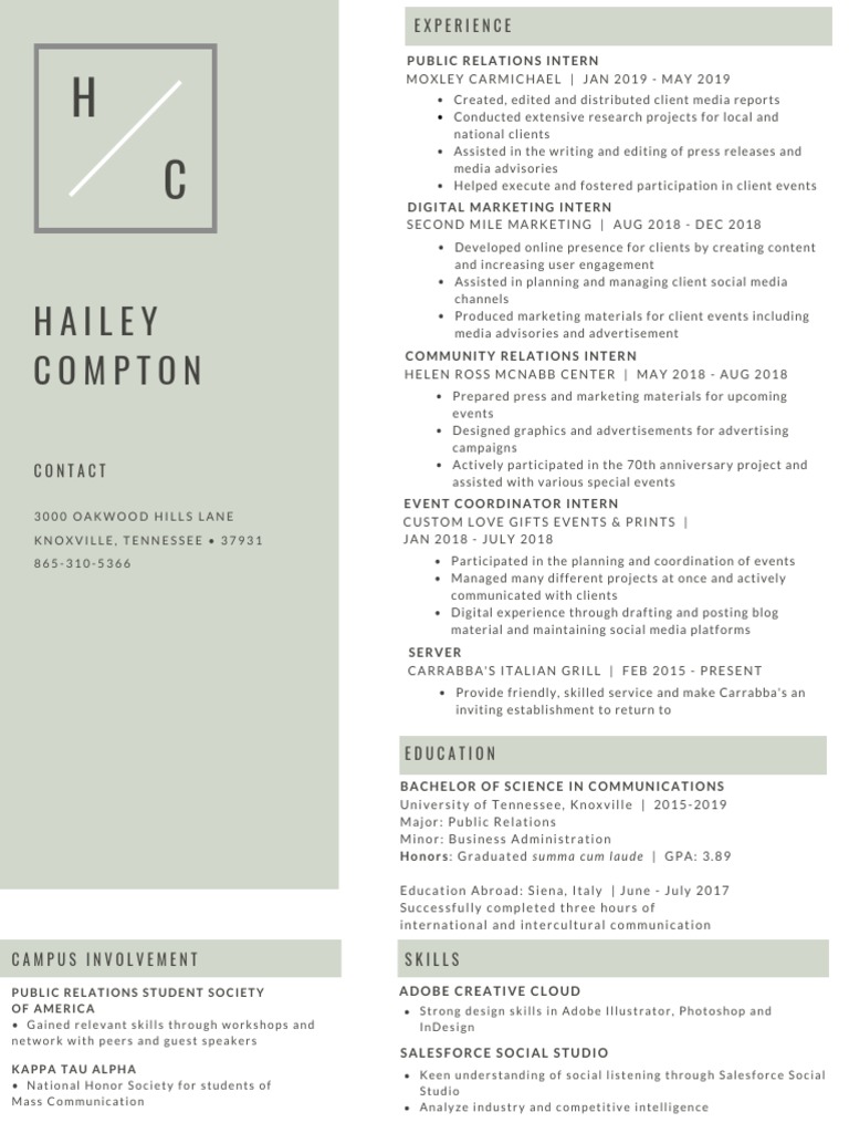 Hailey Compton Resume | PDF | Public Relations | Mass Media
