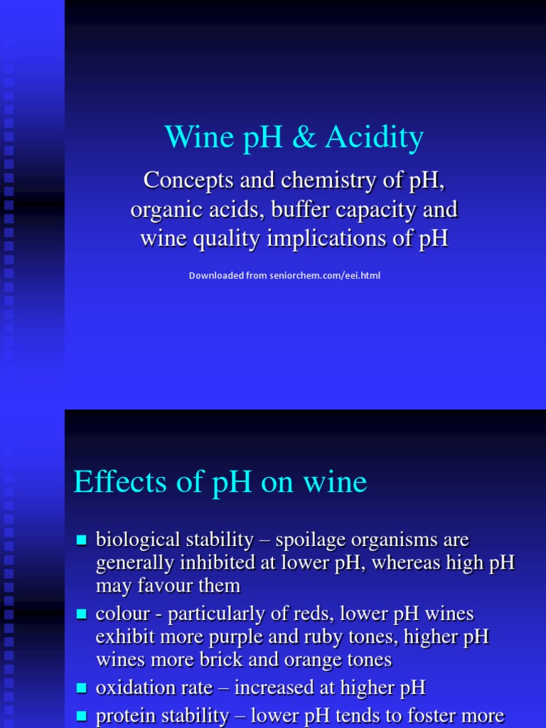 Wine PH & Acidity: Concepts and Chemistry of PH, Organic Acids, Buffer ...