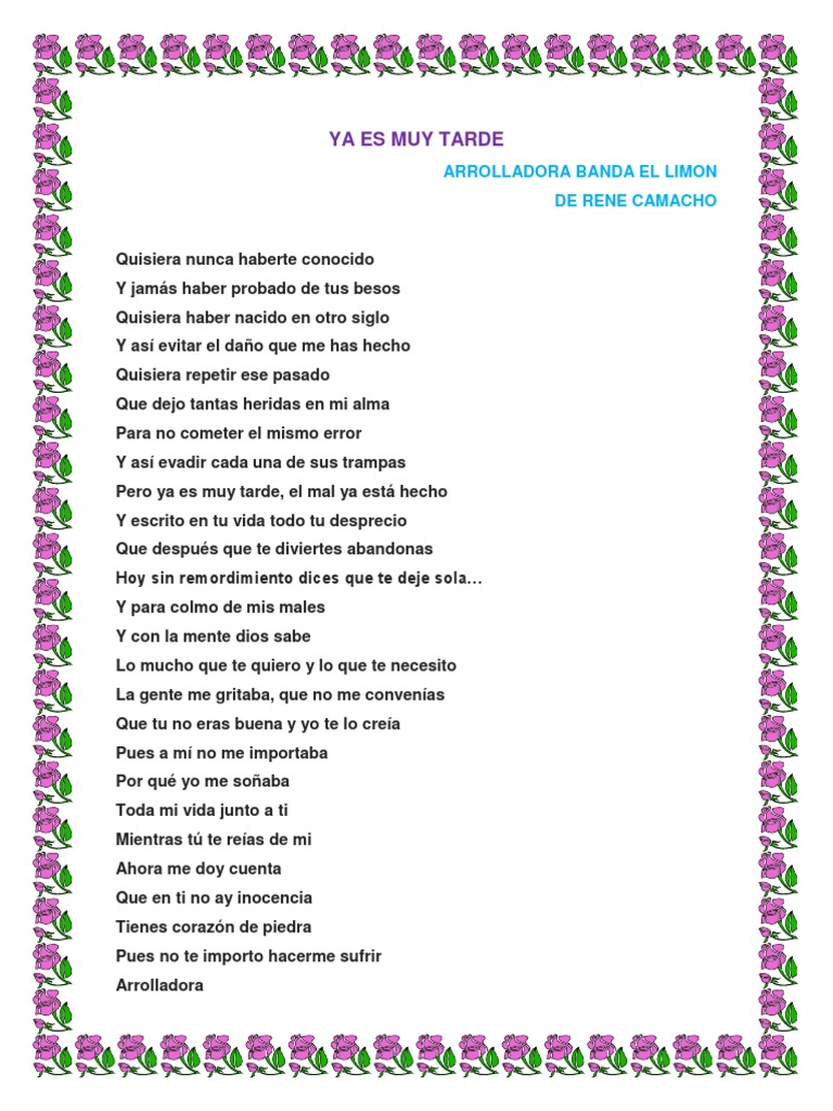 Ya Es Muy Tarde | PDF