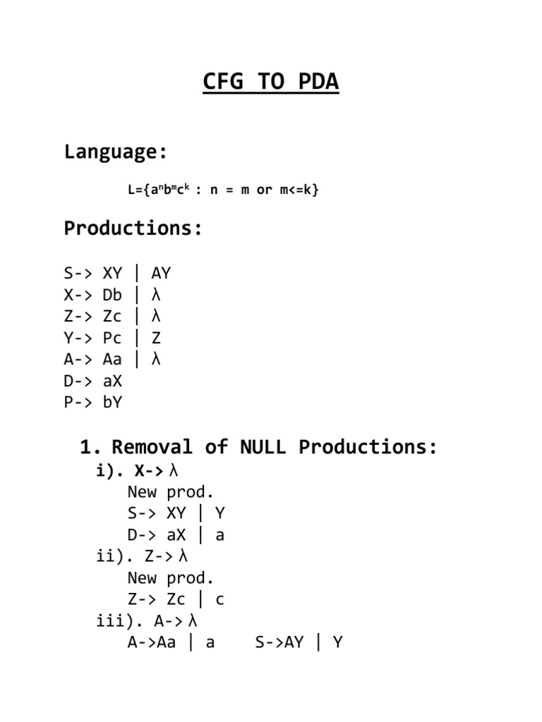 CFG TO PDA Assignment 2 | PDF