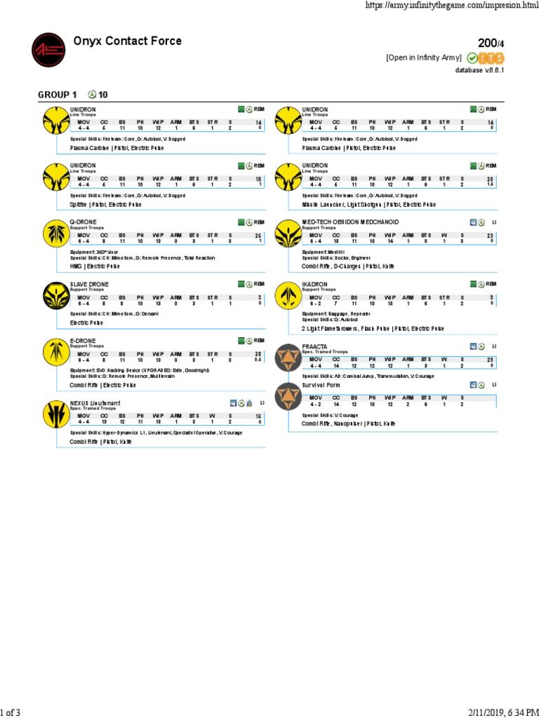 Onyx Contact Force 200: (Open in Infinity Army) | PDF | Military ...