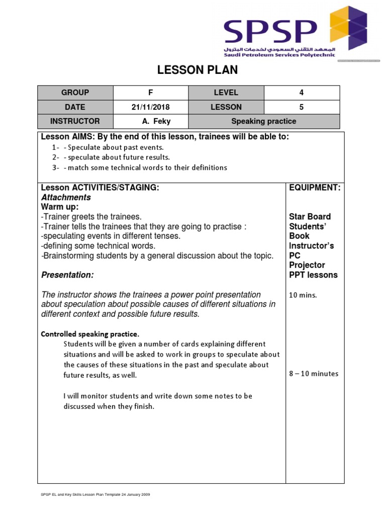 Lesson Plan: Lesson AIMS: by The End of This Lesson, Trainees Will Be ...
