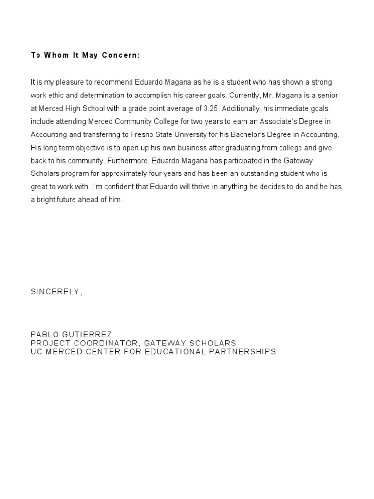 Letter of Rec 02 | PDF