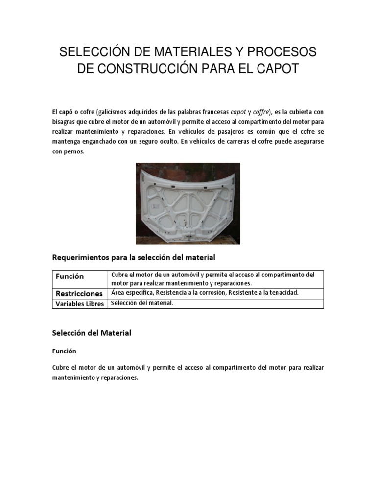 Seleccion Material Capot | PDF | Materiales de construcción ...