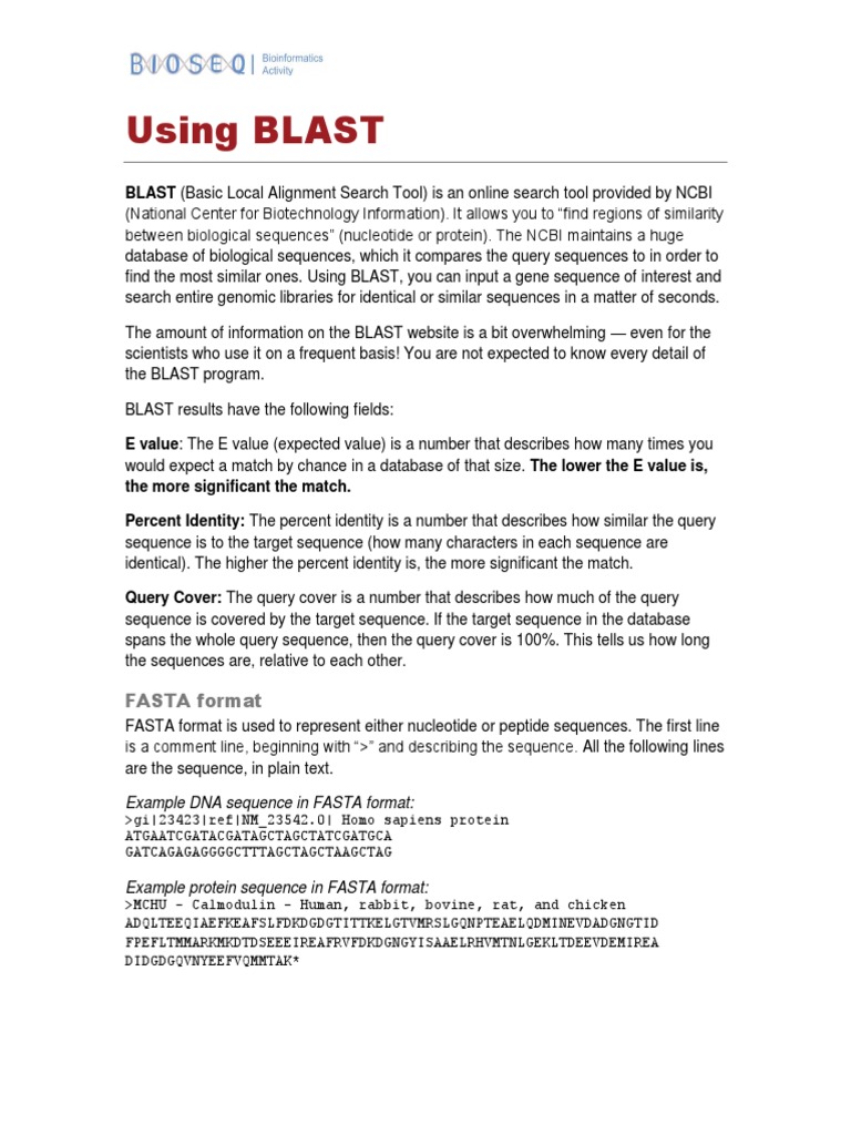 Blast Practice | PDF | National Center For Biotechnology Information ...