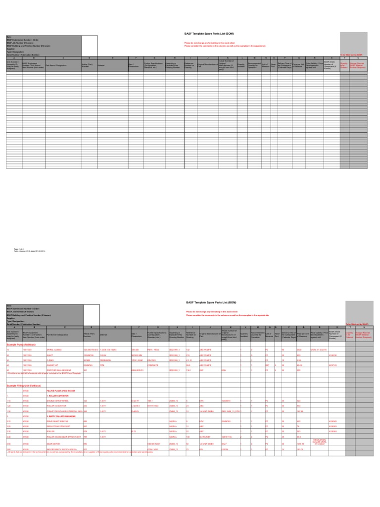 Basf Bill of Materials Template - en | PDF | Supply Chain Management