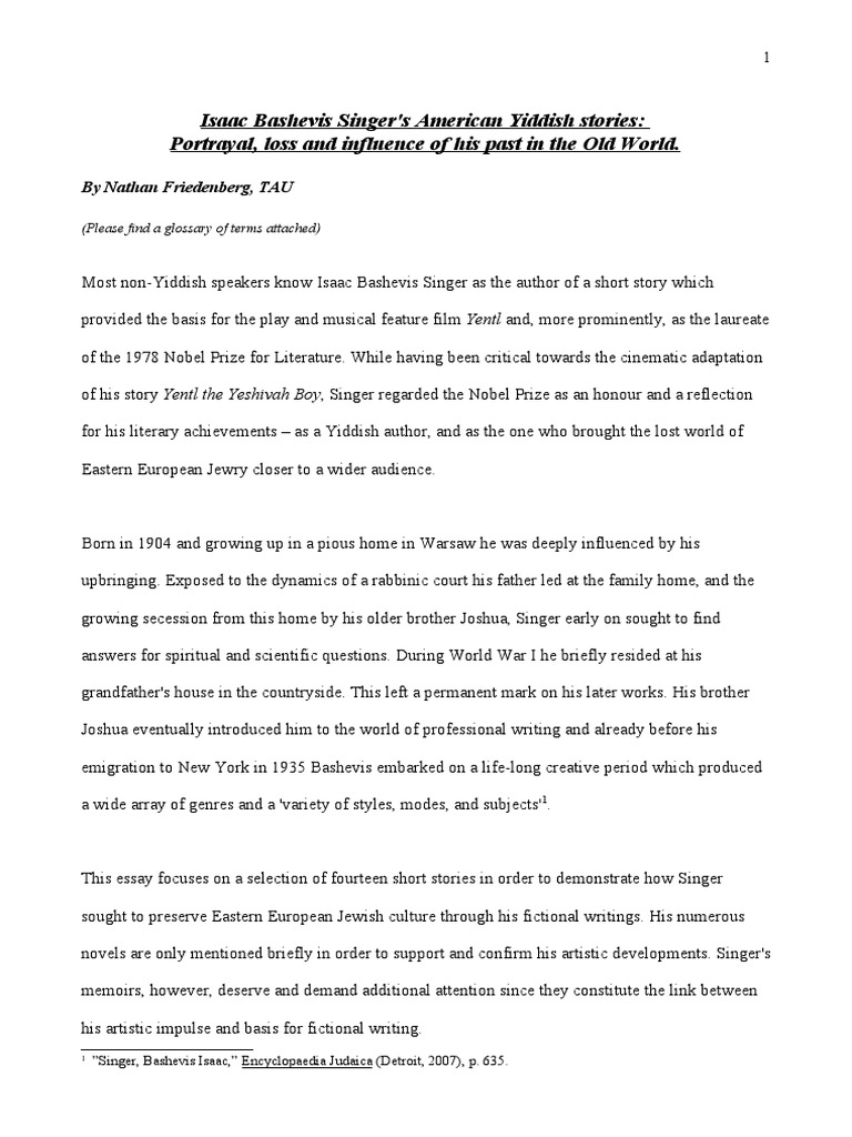 Isaac Bashevis Singers Yiddish Stories PDF | PDF | Jews | Jews And Judaism