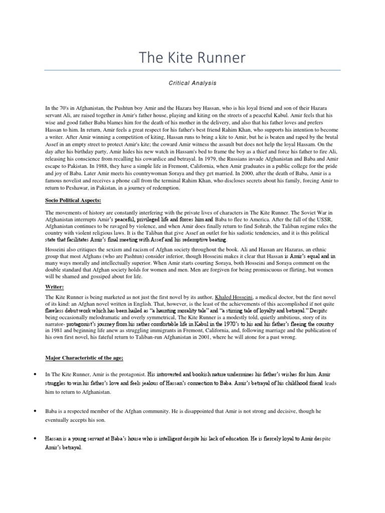 The Kite Runner | PDF | Violence