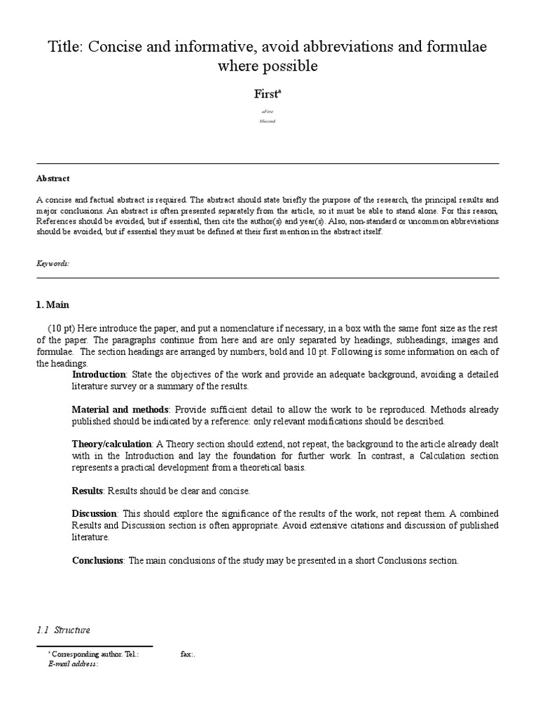 Paper Submission Template | PDF | Abstract (Summary) | Writing