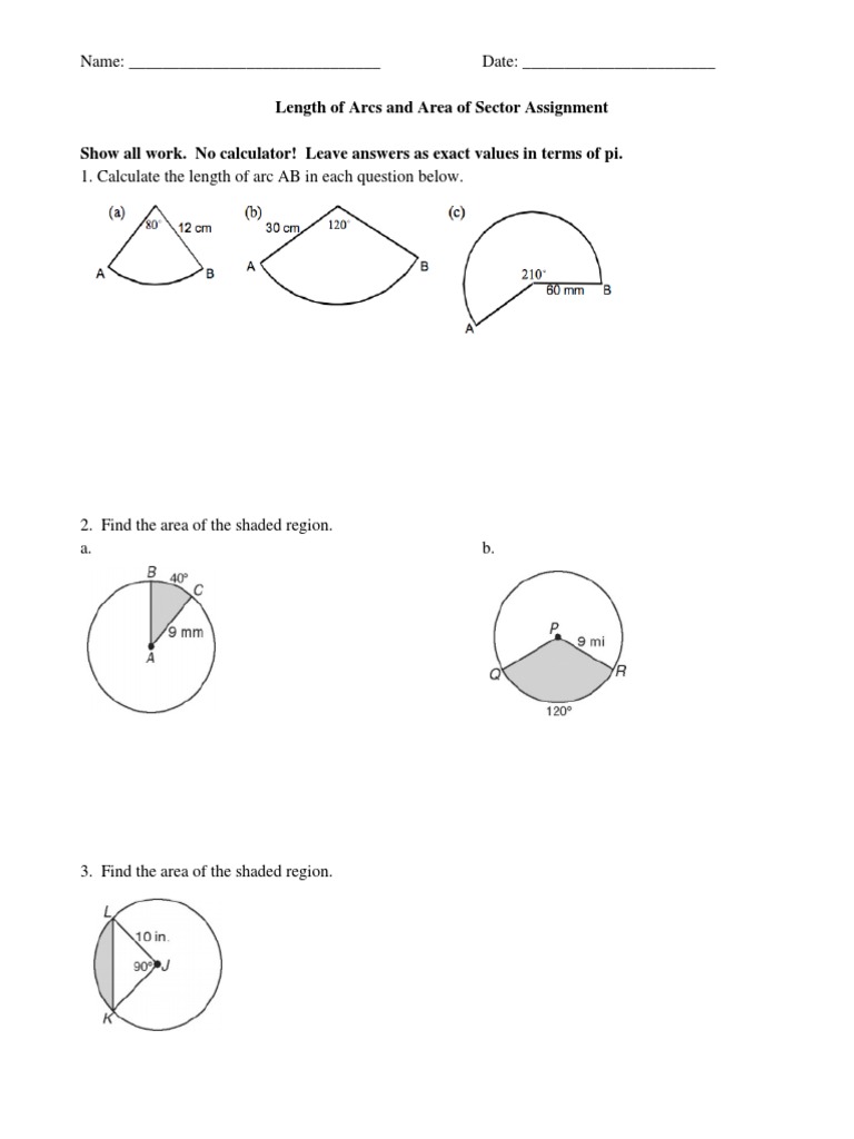 Length of Arc Assignment | PDF