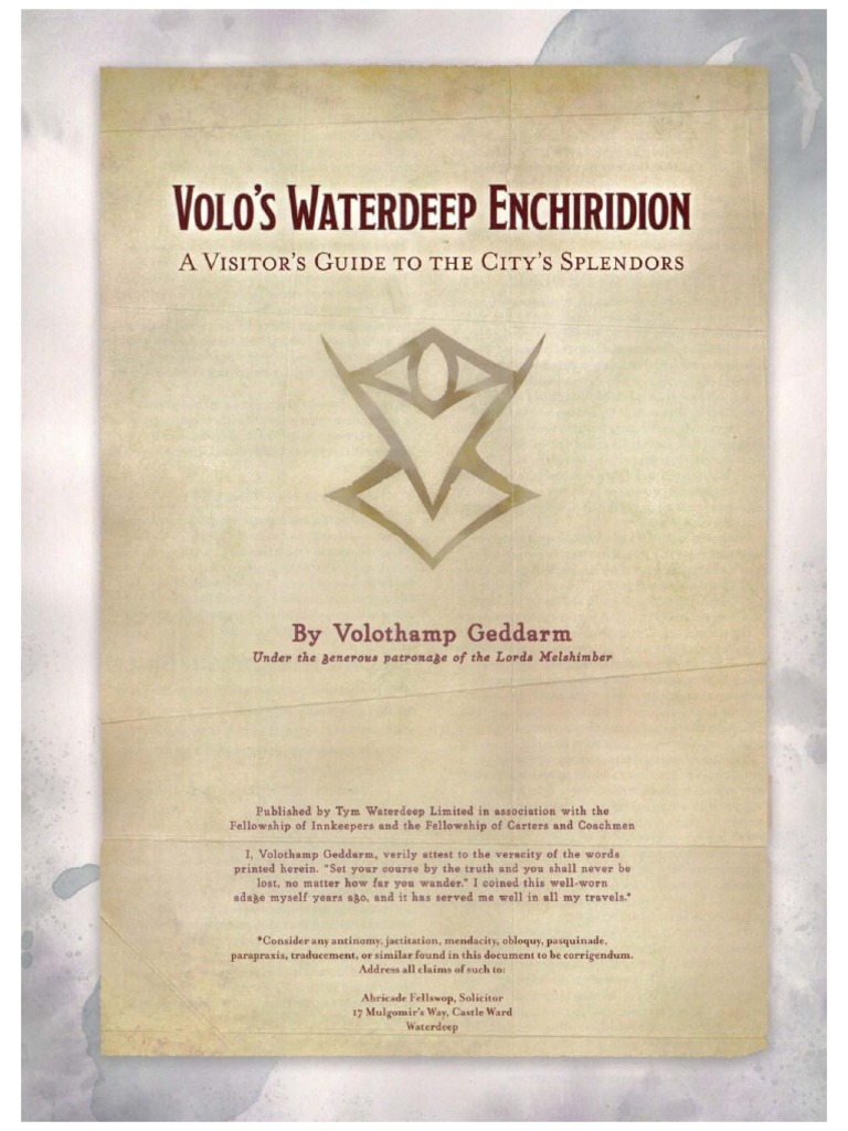 Volo's Guide To Waterdeep | PDF