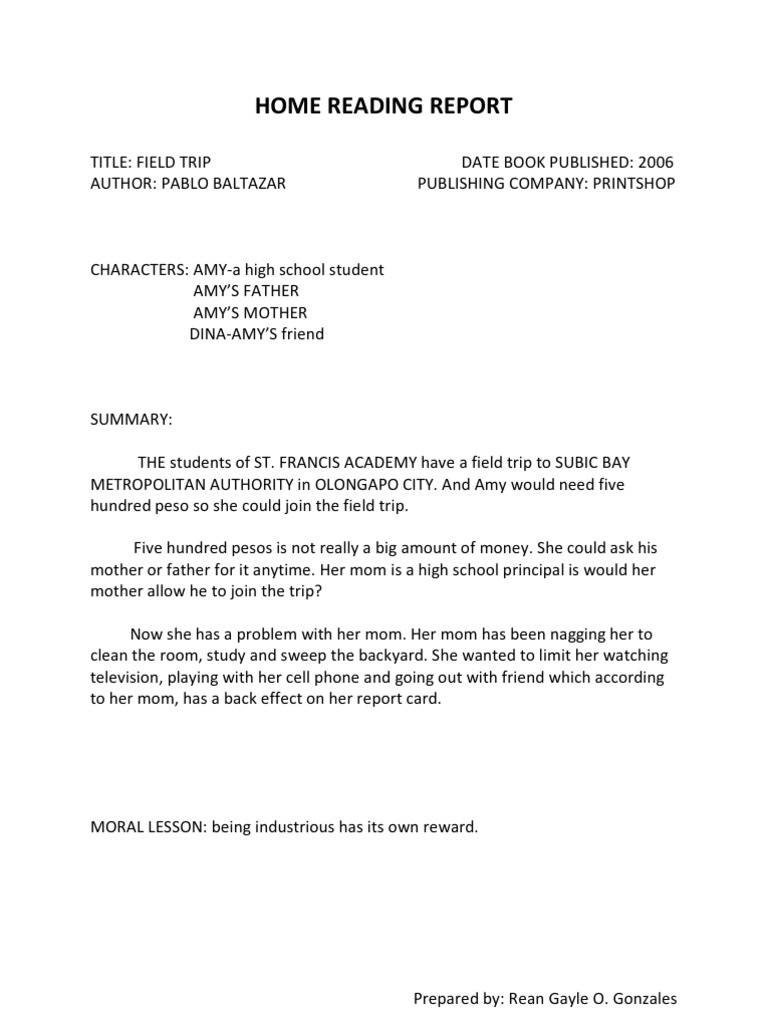 Home Reading Report | PDF