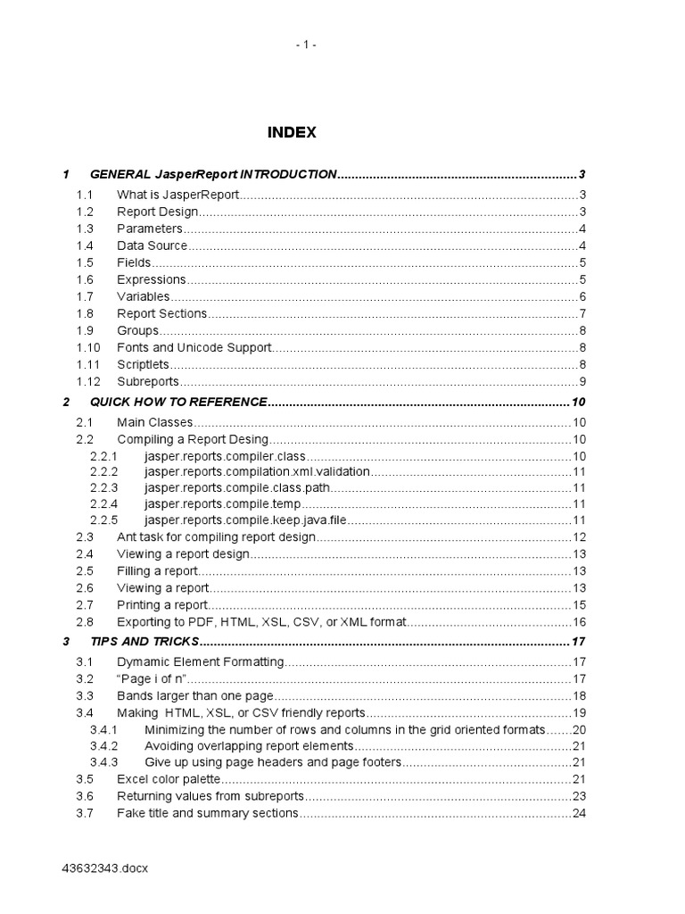 Index Jasper Report Tutorial English Version Pdf Class Computer Programming Data