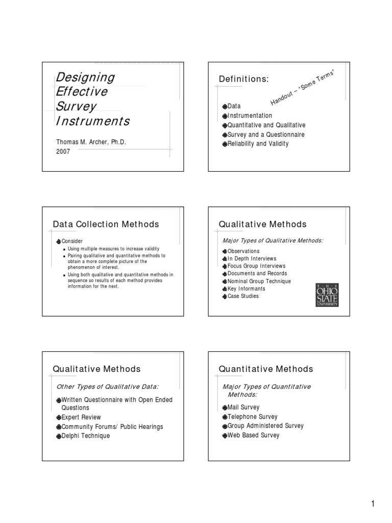 Designsurveyinstr PDF | PDF | Survey Methodology | Sampling (Statistics)