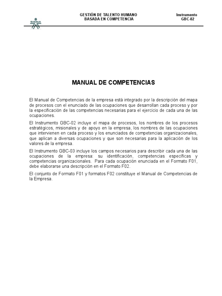 Ejemplo Manual de Competencias | Descargar gratis PDF | Gestión del talento | Economias