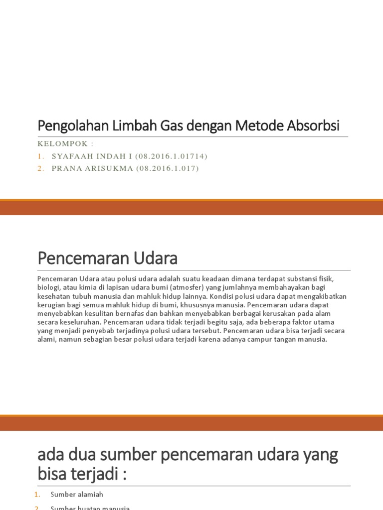 Pengolahan Limbah Gas Dengan Metode Absorbsi | PDF | Teknologi & Rekayasa