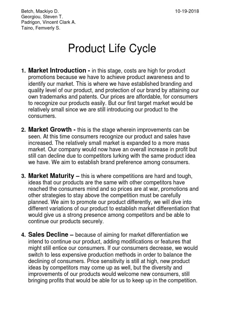 Product Life Cycle: Market Introduction | PDF