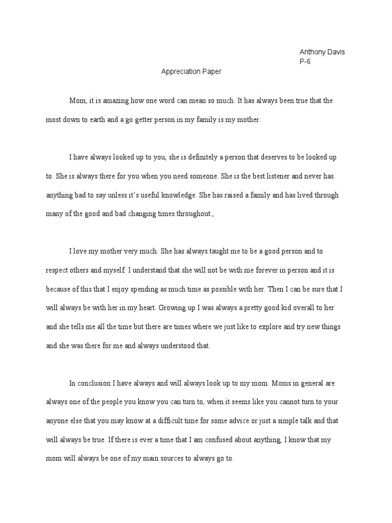 Appreciation Paper | PDF