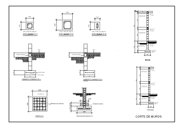Plano de Cimientos y Columnas PDF | PDF | Edificios y estructuras de transporte | Diseño ...