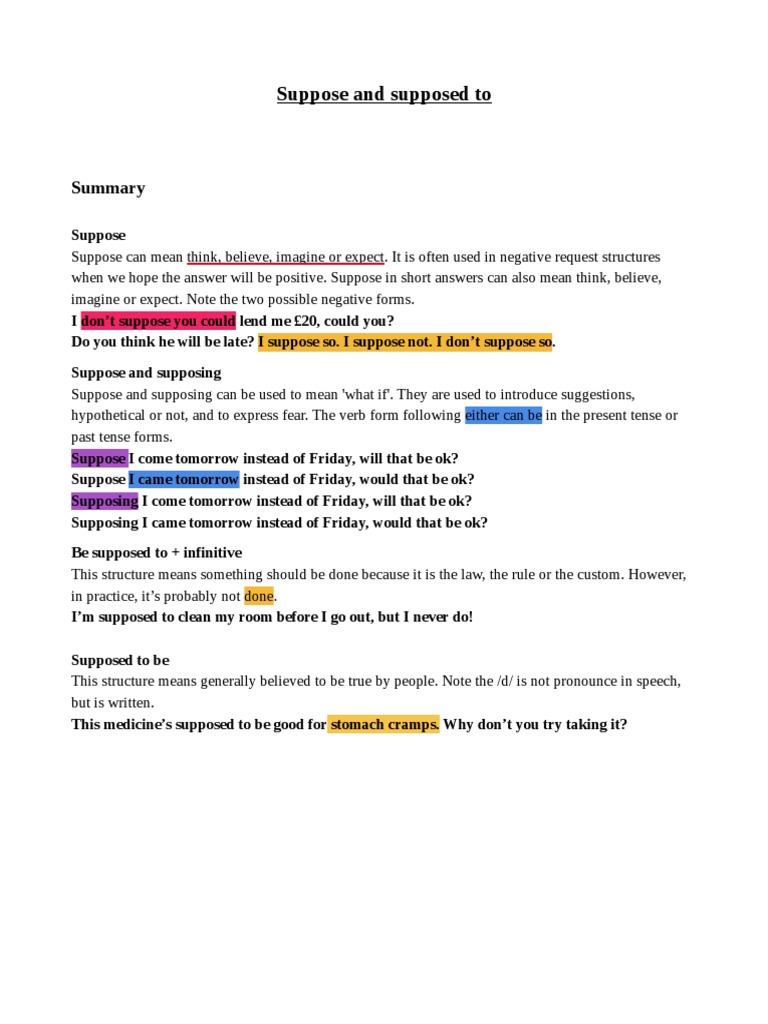 Suppose :supposed To Be | PDF | Language Arts & Discipline