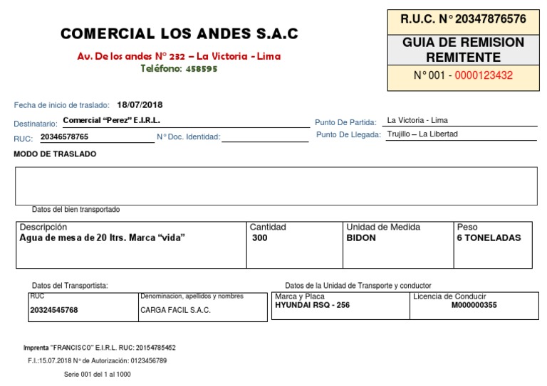 Guia de Remision Remitente | PDF