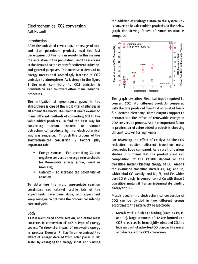 Electrochemical C02 Conversion: Asif Hasanli | PDF | Carbon Dioxide ...
