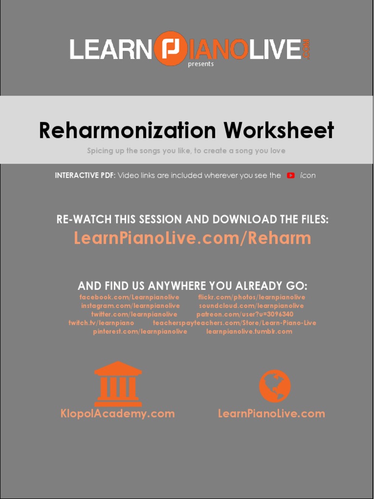 Reharmonization Worksheet: Re-Watch This Session and Download The Files ...