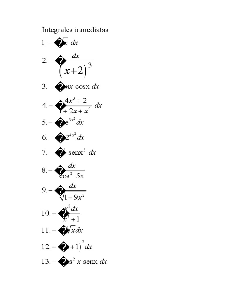 Integrales Inmediatas Ejemplos | PDF | Teaching Methods & Materials