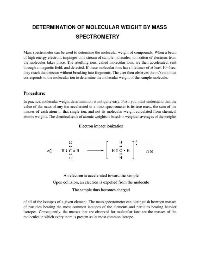Determination of Molecular Weight by Mass Spectros | PDF | Mass Spectrometry | Molecules