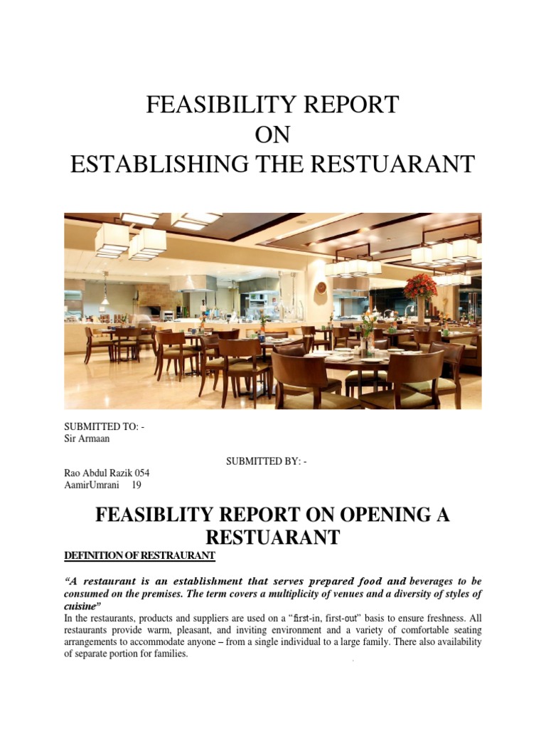 Feasibility Report ON Establishing The Restuarant | PDF | Expense ...