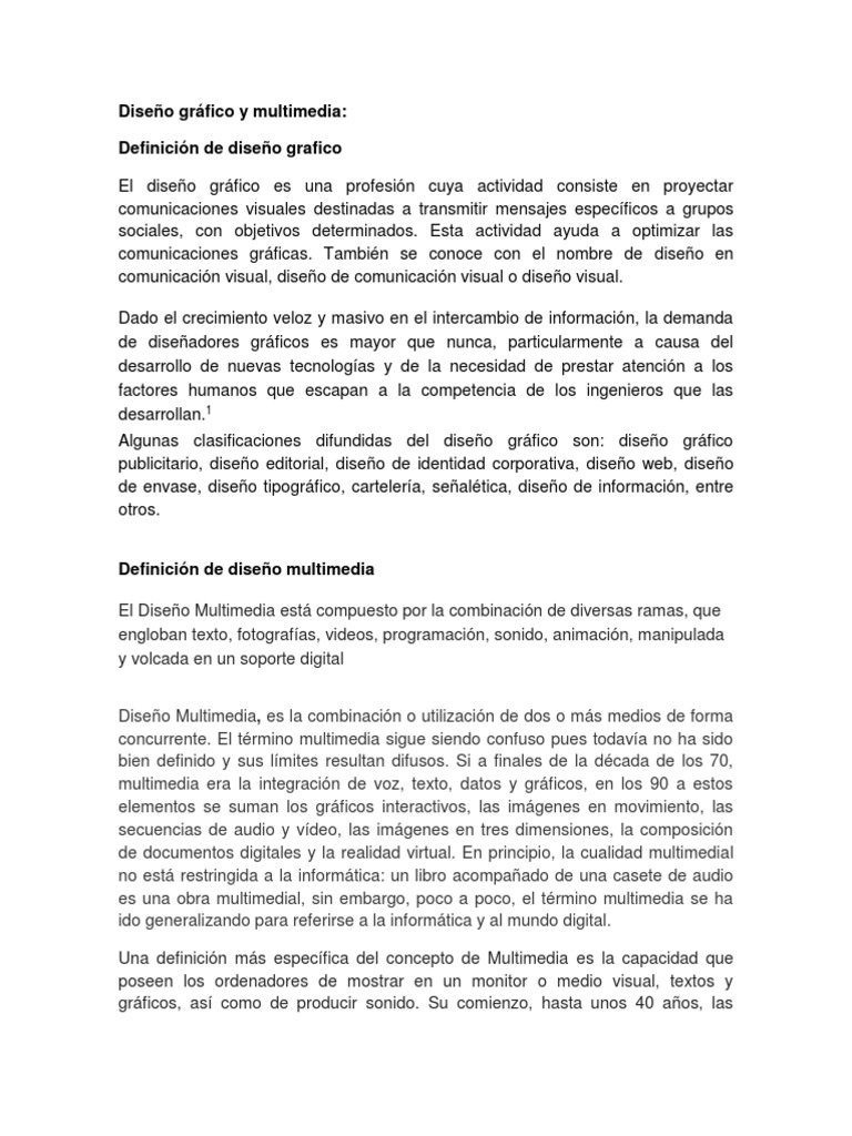 Diseño Gráfico y Multimedia: Definiciones | PDF | Diseño gráfico ...