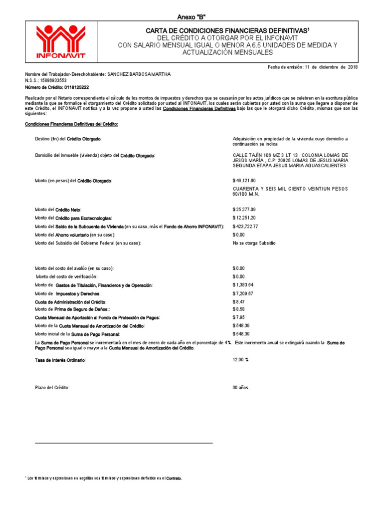 0118125222-Condiciones Financieras Definitivas Anexo B | Interés | Economias