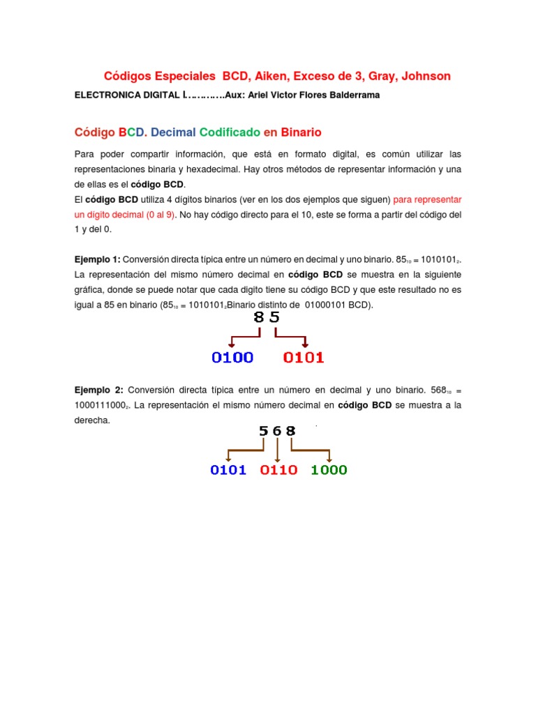 Códigos Especiales Conversiones | PDF | Decimal codificado en binario ...