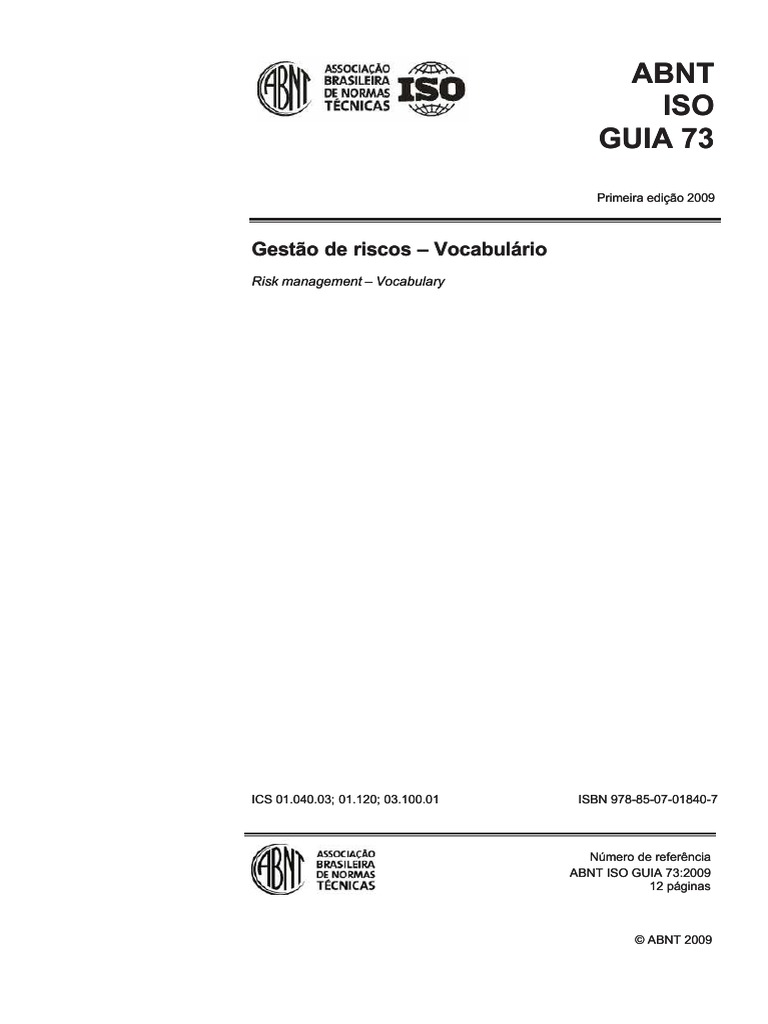 Abnt Iso Guia 73 - 2009 | PDF | Risco | Probabilidade