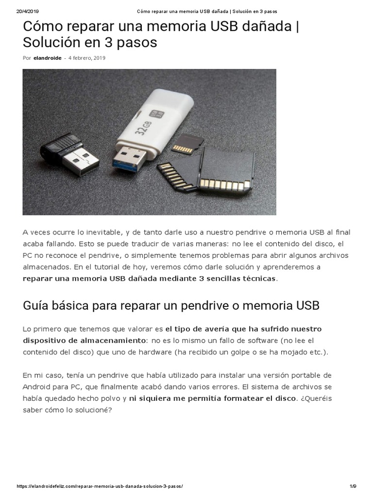 Cómo Reparar Una Memoria USB Dañada - Solución en 3 Pasos | Memoria USB ...