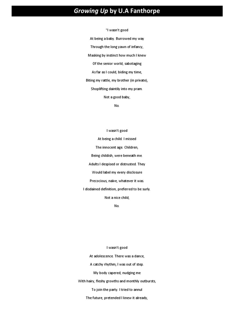 Growing Up Poem | PDF
