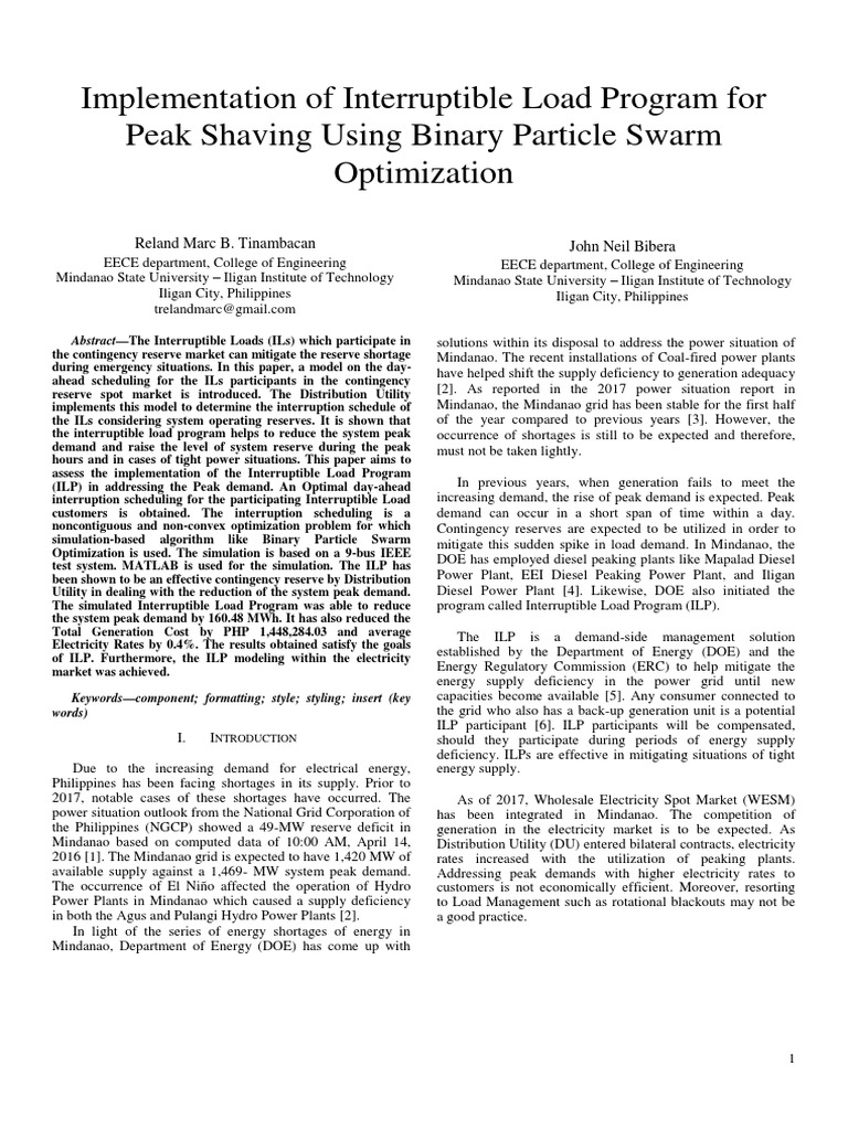 IEEE Format | PDF | Mathematical Optimization | Electrical Grid