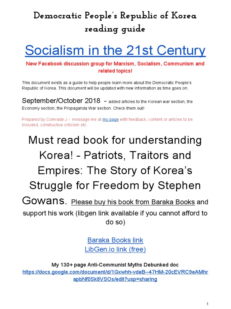 Reading Guide On DPRK | Download Free PDF | North Korea | World Politics