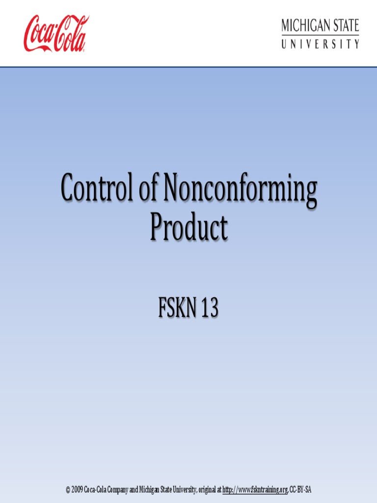 Control of Nonconforming Product | PDF | Food Safety | Safety