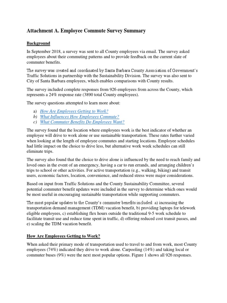 Santa Barbara County Employee Commute Survey Summary | PDF | Commuting ...