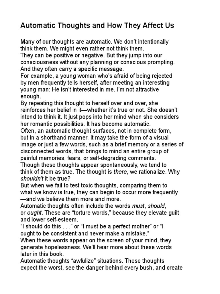 Thoughts How They Affect Us | PDF | Wellness | Science & Mathematics