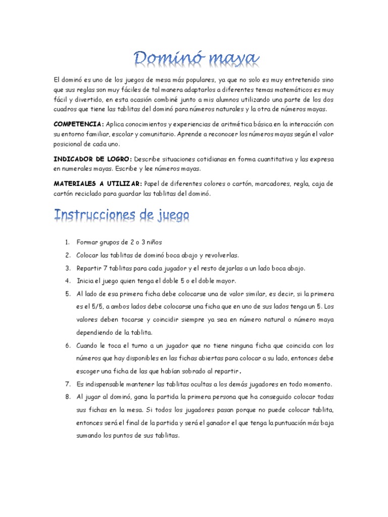 Dominó Maya MEJORADA | PDF