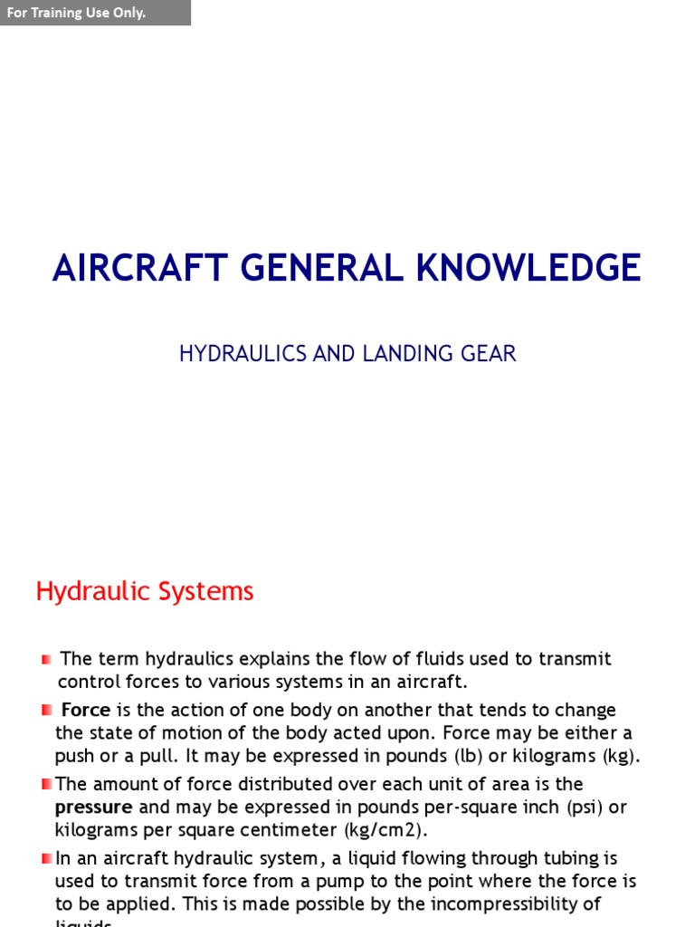 Aircraft General Knowledge: Hydraulics and Landing Gear | PDF | Landing ...
