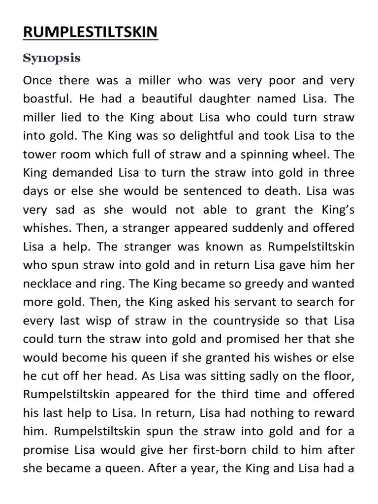 RUMPLESTILTSKIN | PDF | Traditional Stories | Folklore